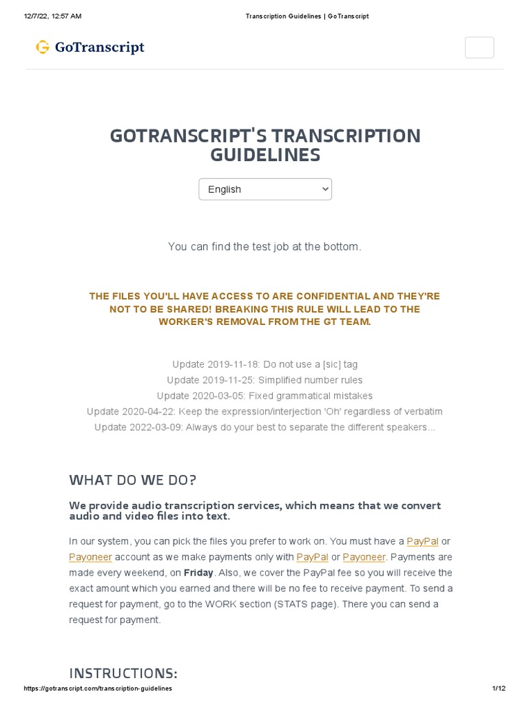 Transcription Guidelines - GoTranscript | PDF
