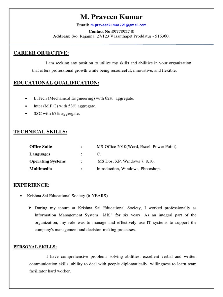 Praveen Resume | PDF