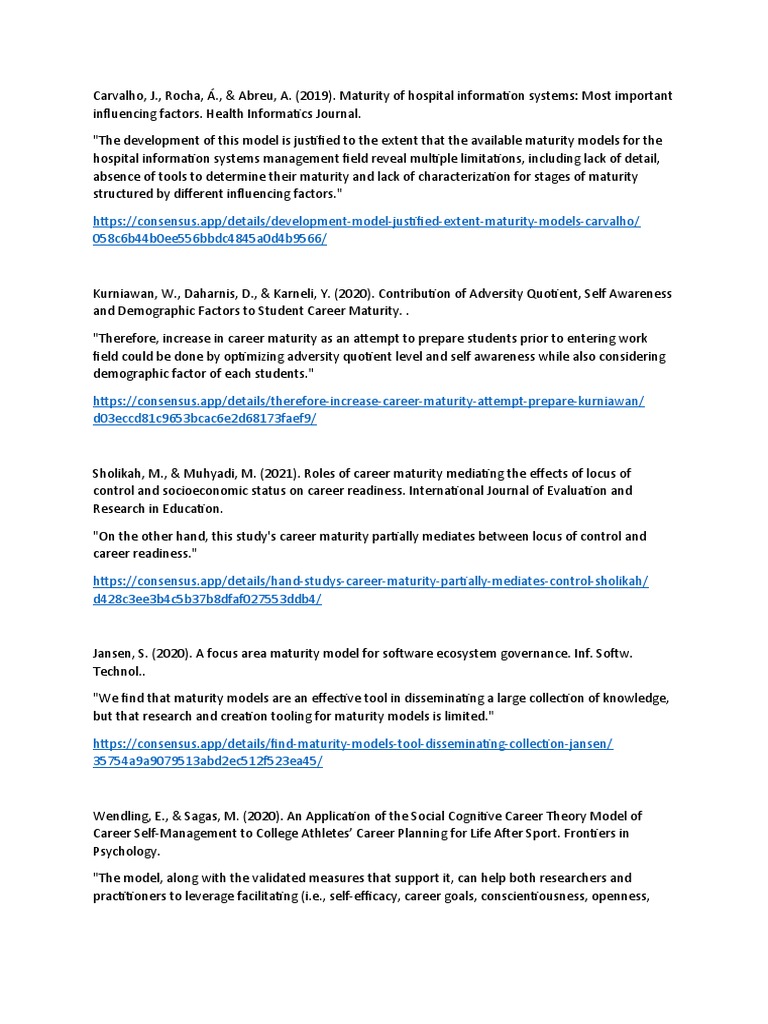 Consensus - What Is The Gap or Career Maturity Module | PDF | Cognition ...