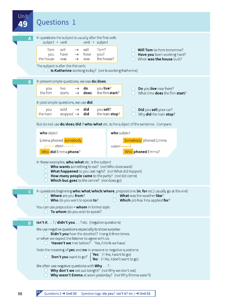 Subject Object Questions Pdf