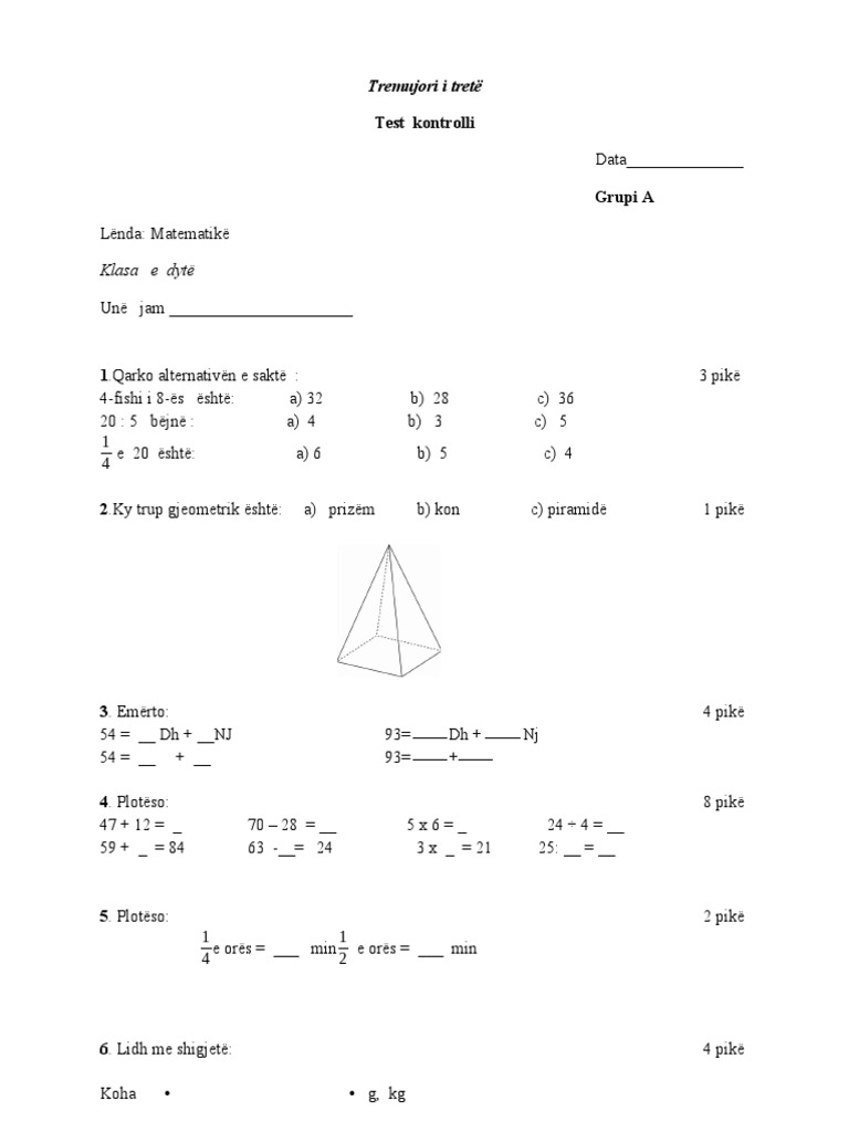 Matematika 2 - Test 3 Gr. A | PDF