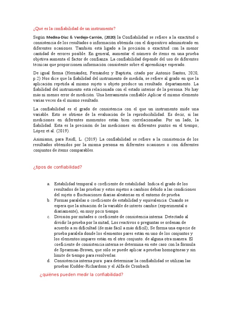 Qué Es La Confiabilidad de Un Instrumento | PDF | Exactitud y precisión ...