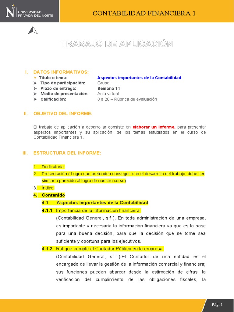 ESTRUCTURA TRABAJO DE APLICACIÓN - CONFIN1 - 202301 Parte Allison | PDF | Contabilidad ...
