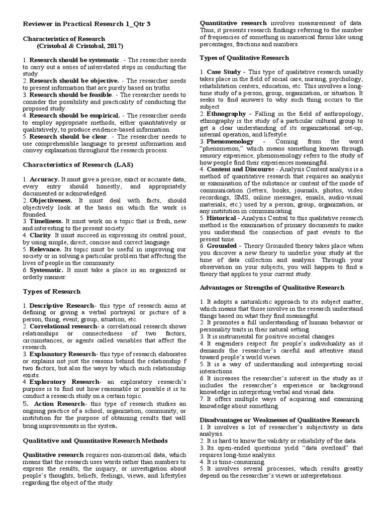 Reviewer in PR1 - QTR3 | PDF | Qualitative Research | Quantitative Research