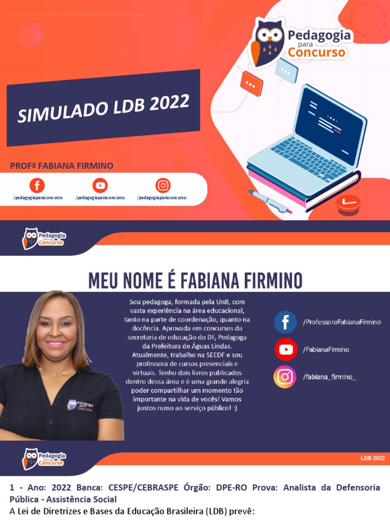 Slides Simulado LDB 2022 | PDF | Pré-escola | Pedagogia