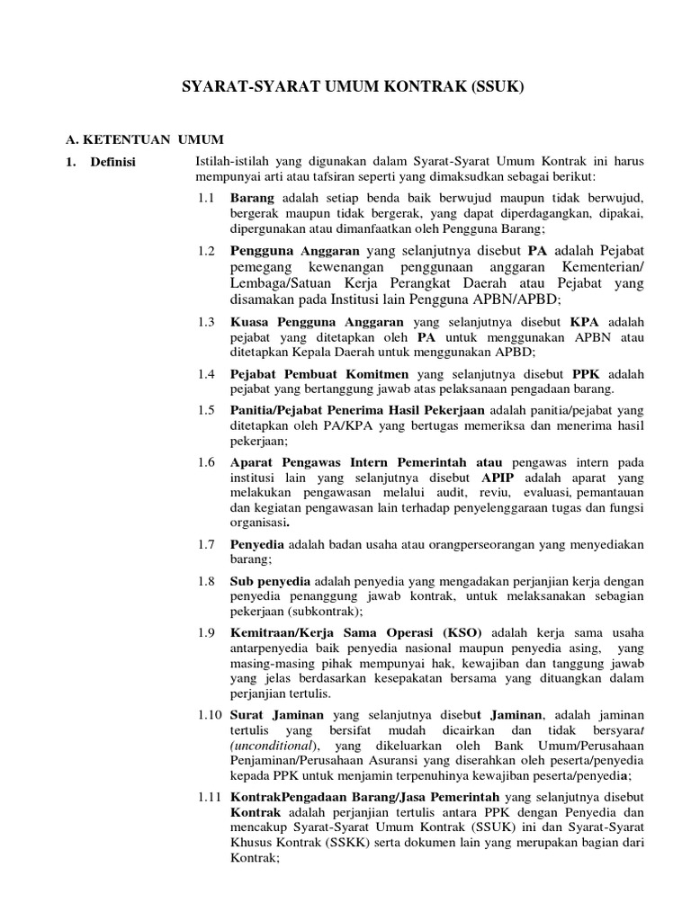 Syarat Umum Kontrak Pengadaan Barang | PDF
