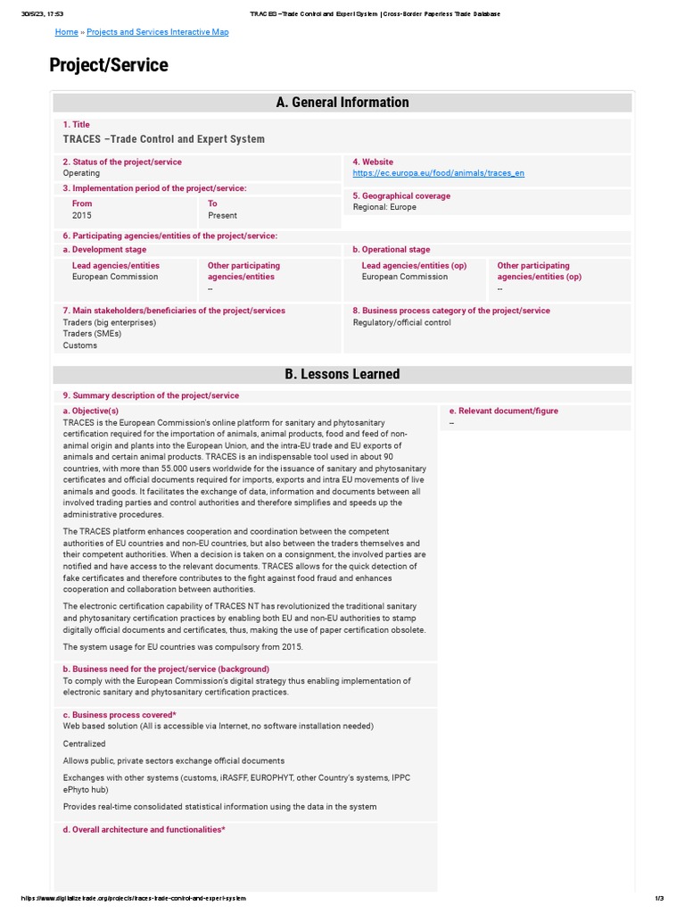 TRACES - Trade Control and Expert System - Cross-Border Paperless Trade ...