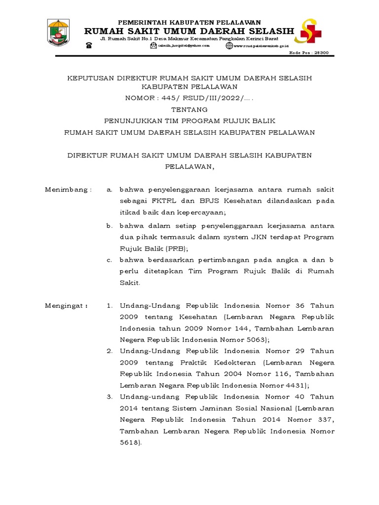 SK Tim Program Rujuk Balik | PDF