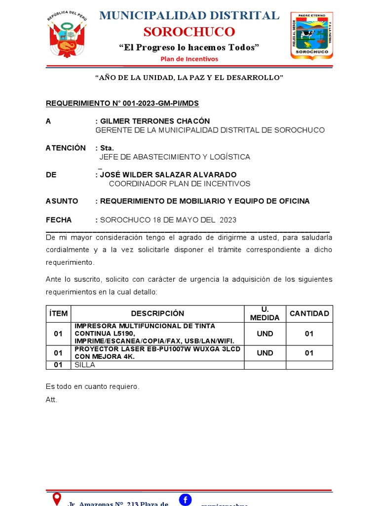 Informe de Requerimiento | PDF
