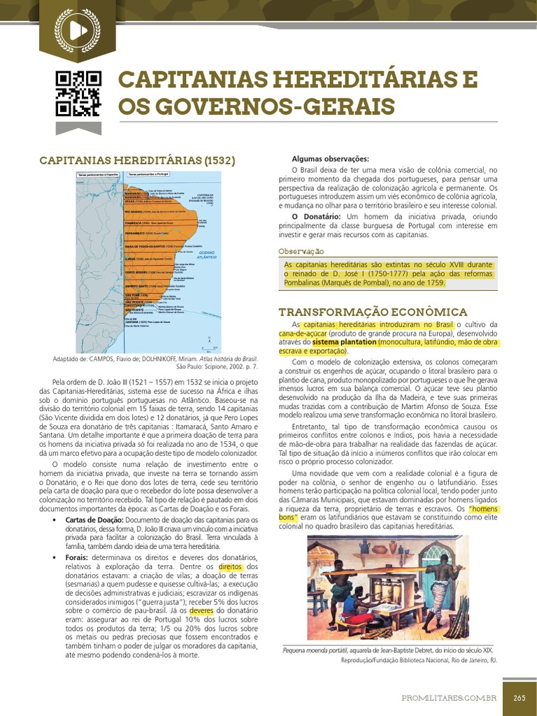 Capitanias Hereditárias E Os Governos Gerais Pdf