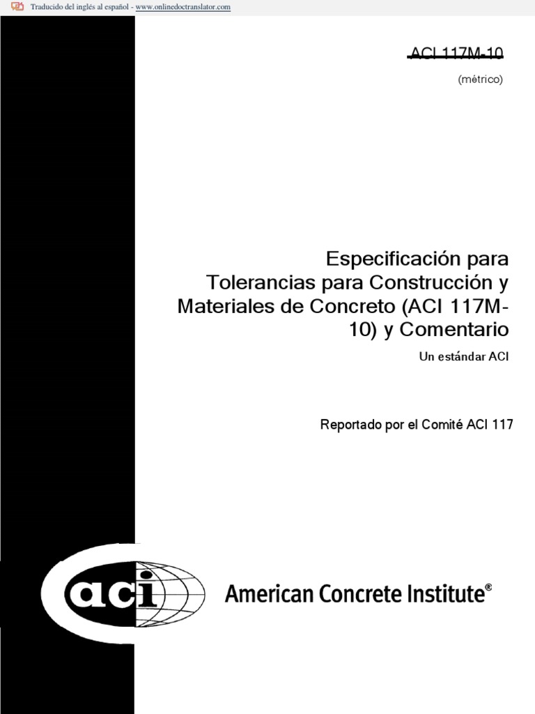 ACI 117M-10 Especificion y Tolerancias Del Concreto de Construccion y ...