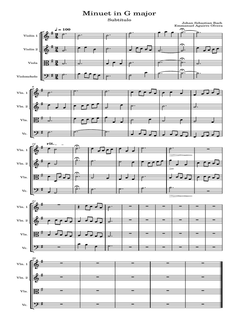 Minuet in G Major | PDF | Classical Compositions | Johann Sebastian Bach