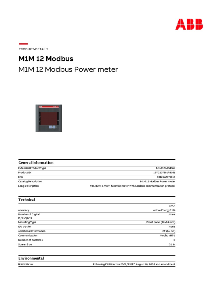 M1M 12 Modbus Power Meter Overview | PDF | Computing | Electronics