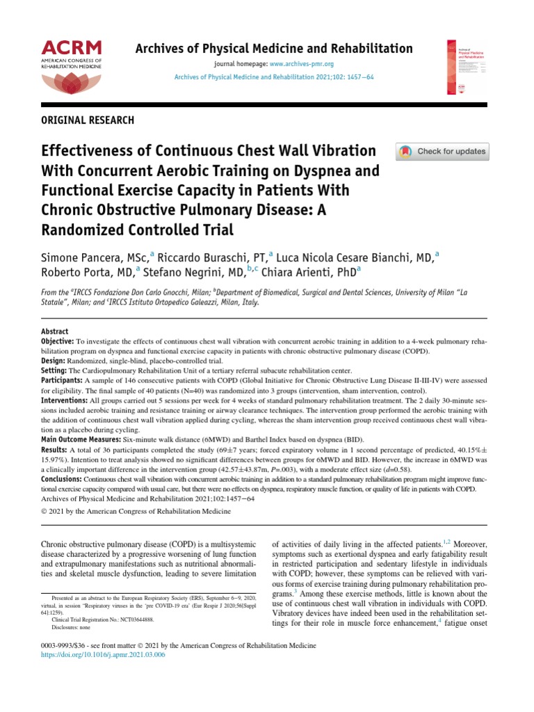 Aerobic Training On Dyspnea Chest Wall Copd Pdf Chronic Obstructive