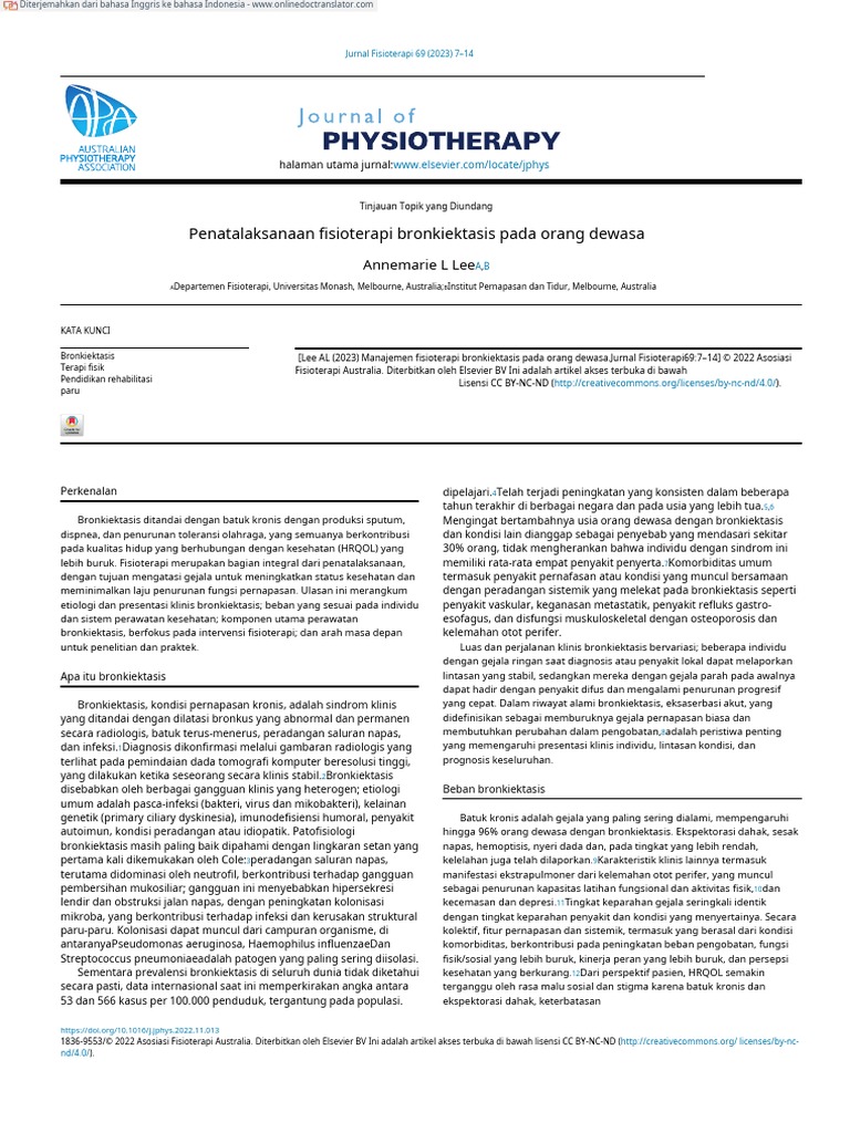 Fisioterapi untuk Bronkiektasis Dewasa | PDF