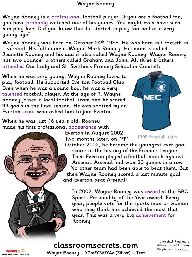 Wayne-Rooney - Reading Comprehension and SPAG.198936780 | PDF | Poetry ...