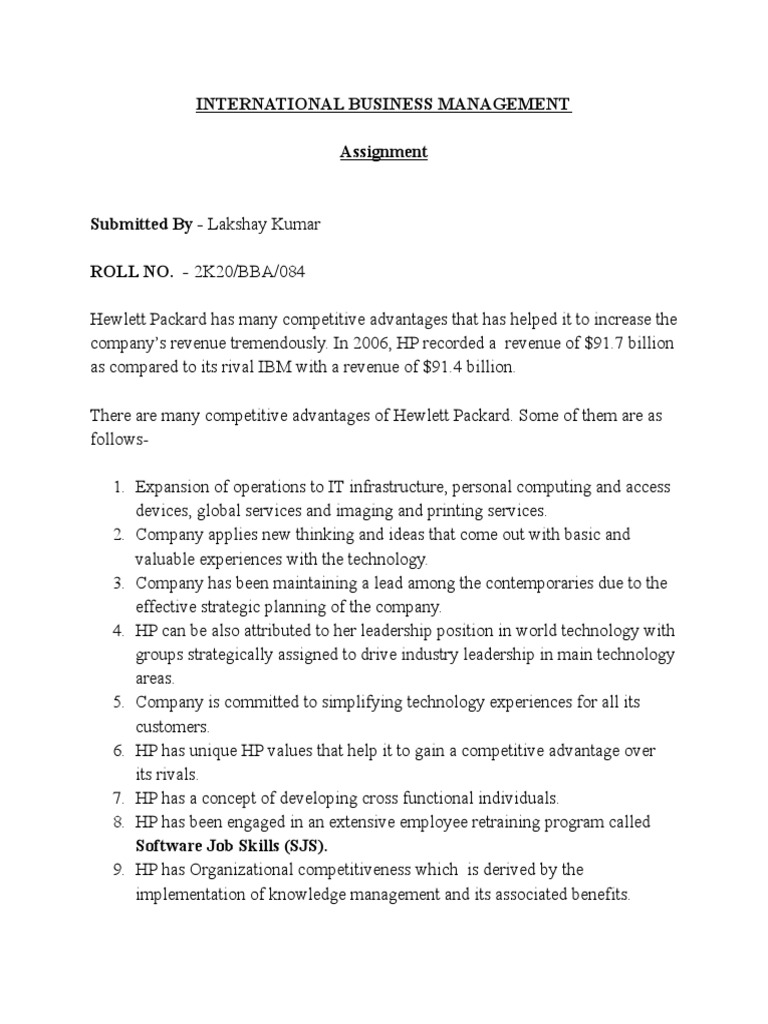 IBM assignment Lakshay Kumar | PDF | Hewlett Packard | Competitive Advantage