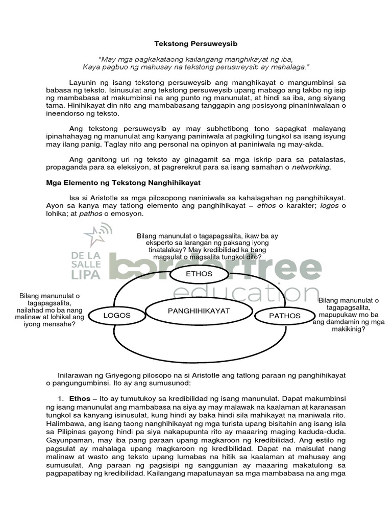 Modyul 3 - Tekstong Persweysib | PDF