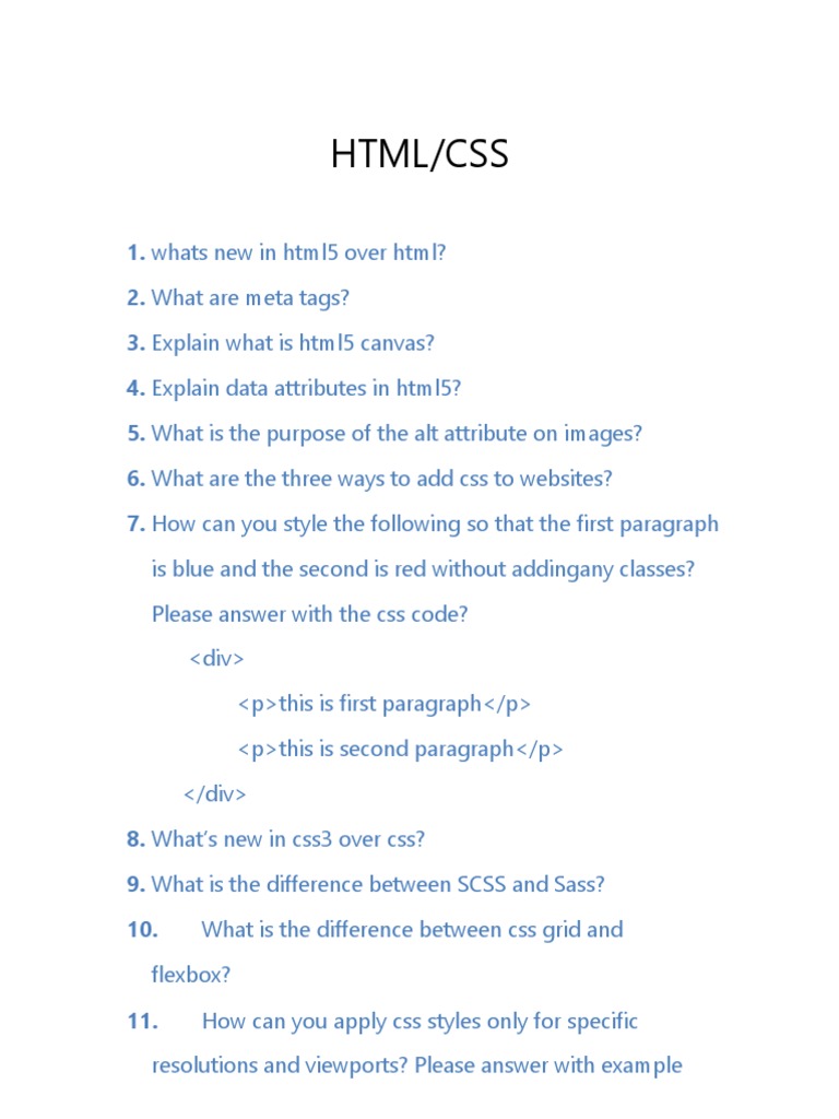 Frontend Interview Questions | PDF | Java Script | J Query