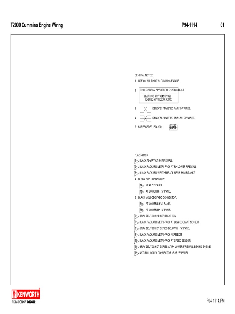 T2000 Cummins Engine Wiring | PDF | Manufactured Goods | Electrical ...