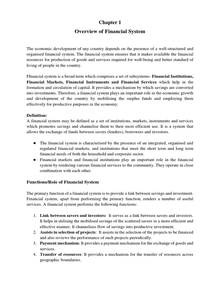 Overview of Financial System Essentials | PDF | Financial Markets ...