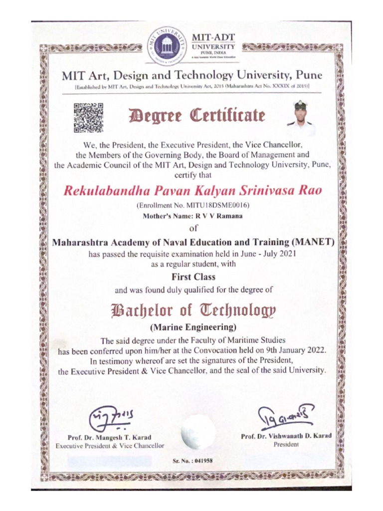 Degree Certificate Pdf