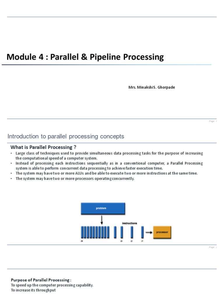 Module 4 Parallel And Pipeline Processing Final Pdf Central Processing Unit Parallel