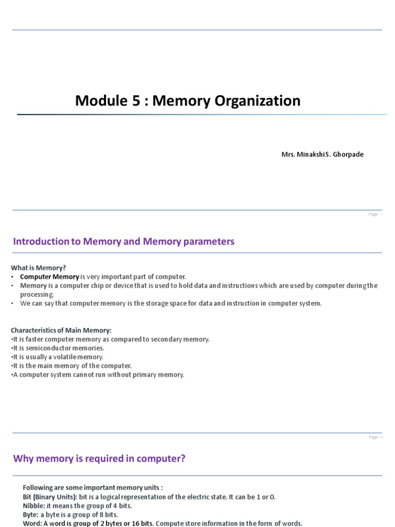 Module 5 - Memory Organization - Final | PDF