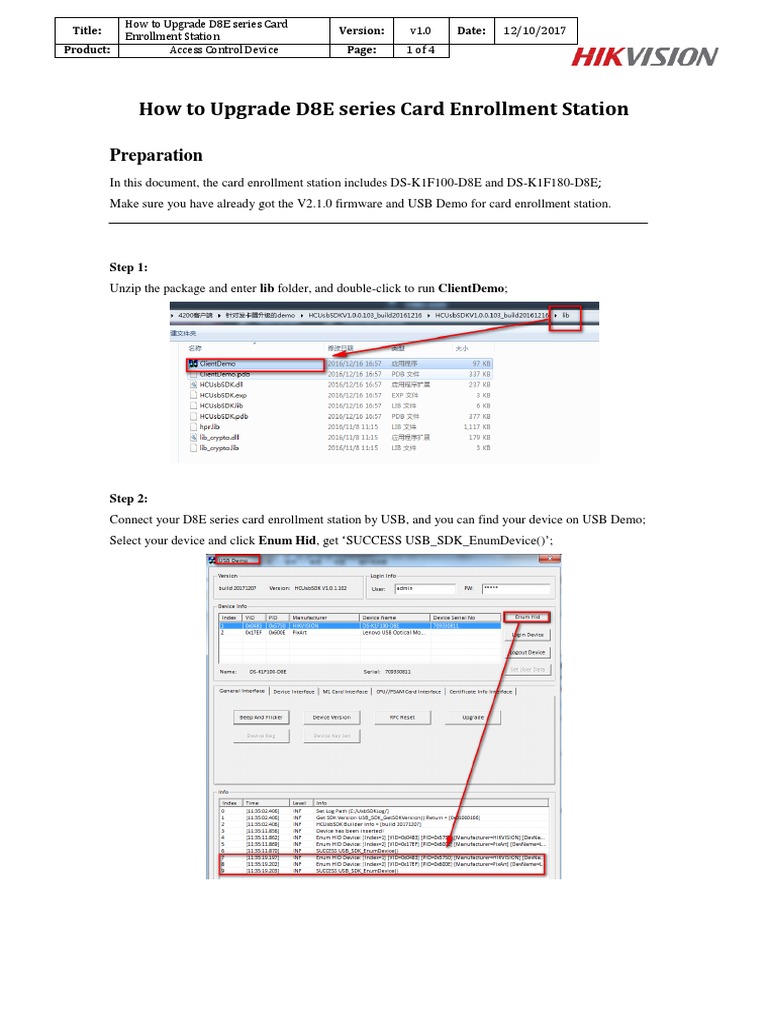 How To Upgrade D8E Card Enrollment Station | PDF