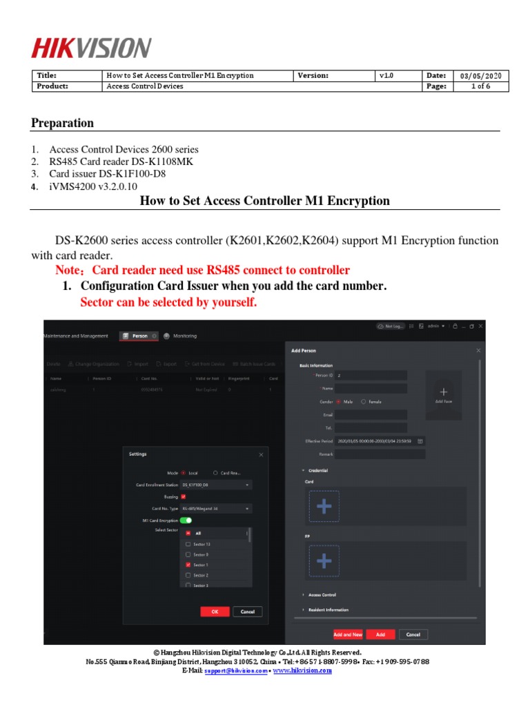 How To Set Access Controller M1 Encryption | PDF