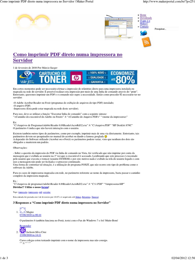 Como Imprimir PDF Direto Numa Impressora No Servidor - Maker Portal ...