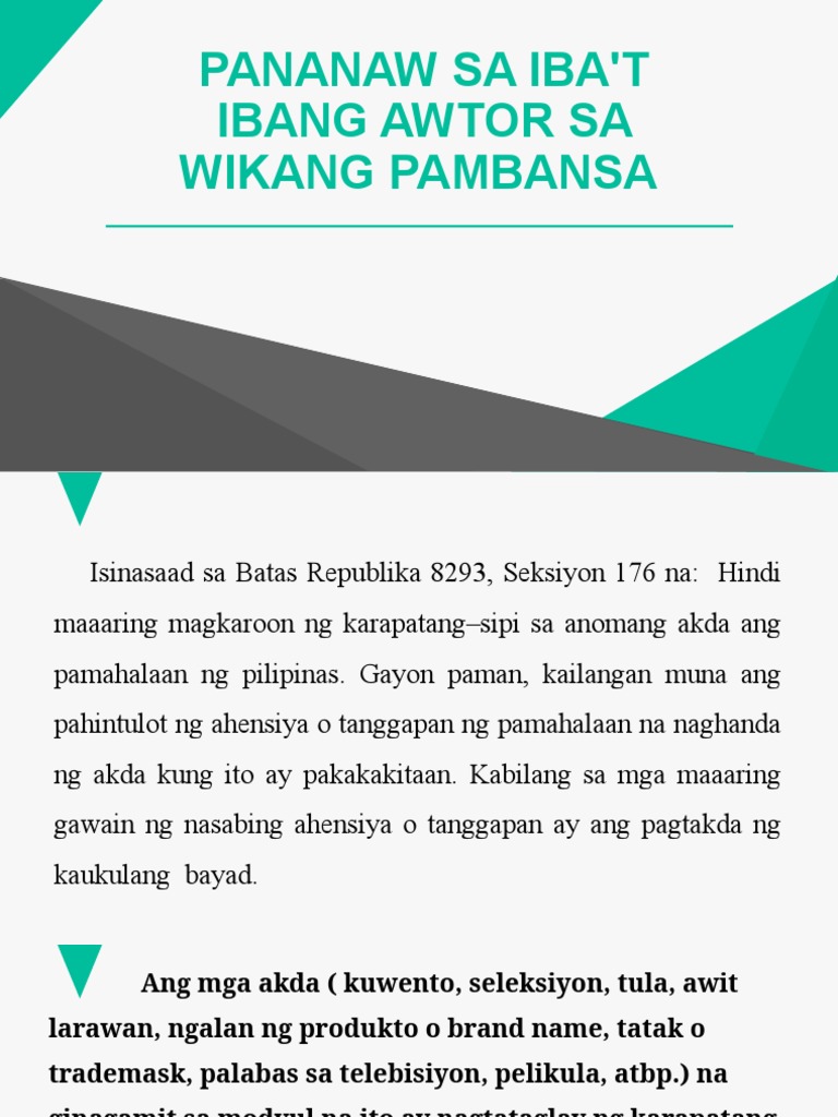 Pananaw Sa Iba't Ibang Awtor Sa Wikang Pambansa | PDF