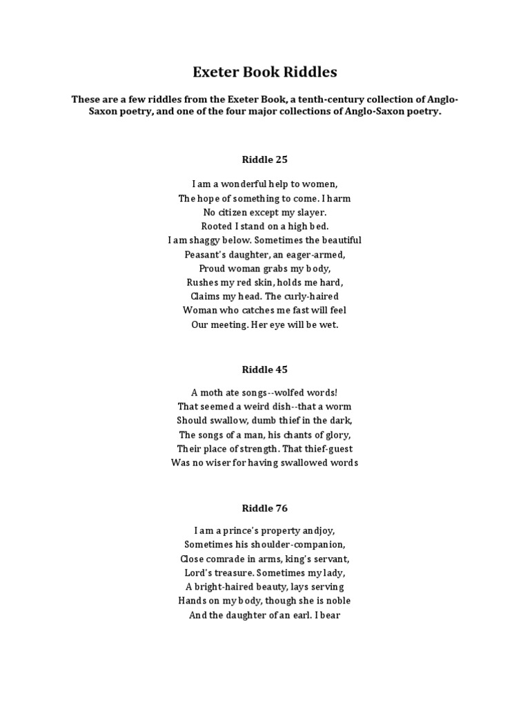Exeter Book Riddles | PDF | Poetry