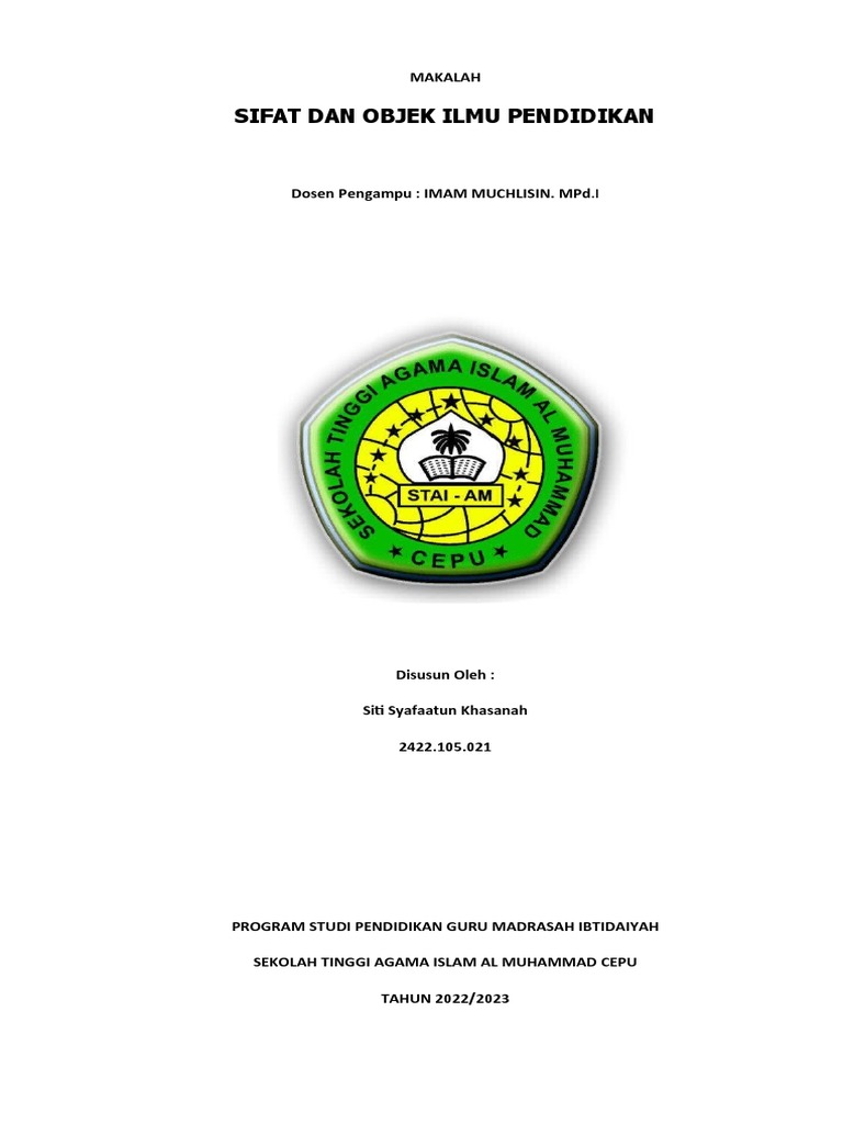 Sifat dan Objek Ilmu Pendidikan | PDF