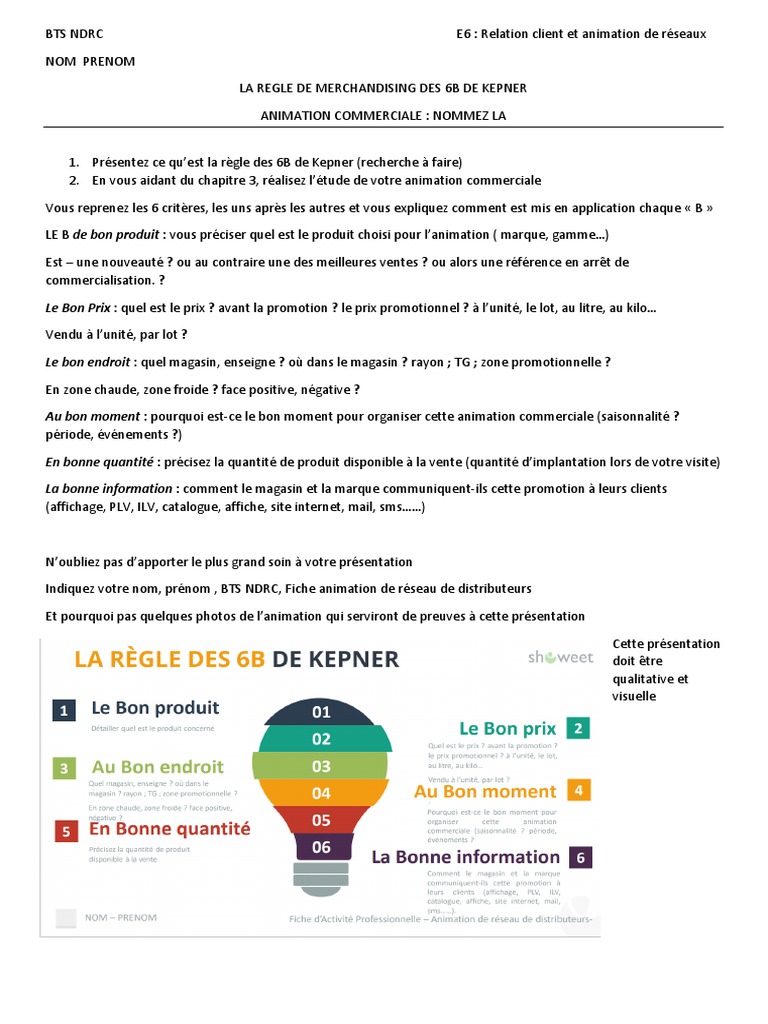 Règle des 6B de Kepner en Merchandising | PDF