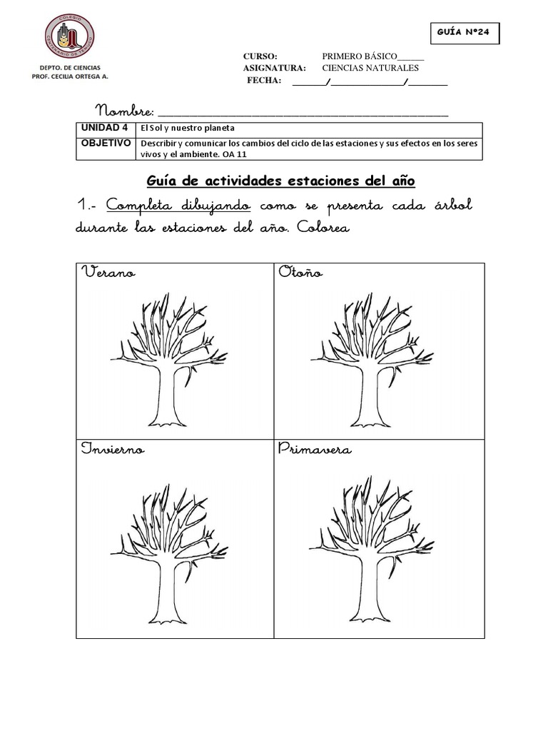1°BASICO - Guía #24 - Actividades Estaciones Del Año | PDF