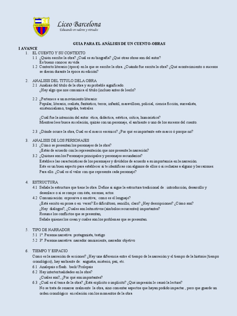 Guía para El Analisis de Cuento-Obras2023 | PDF