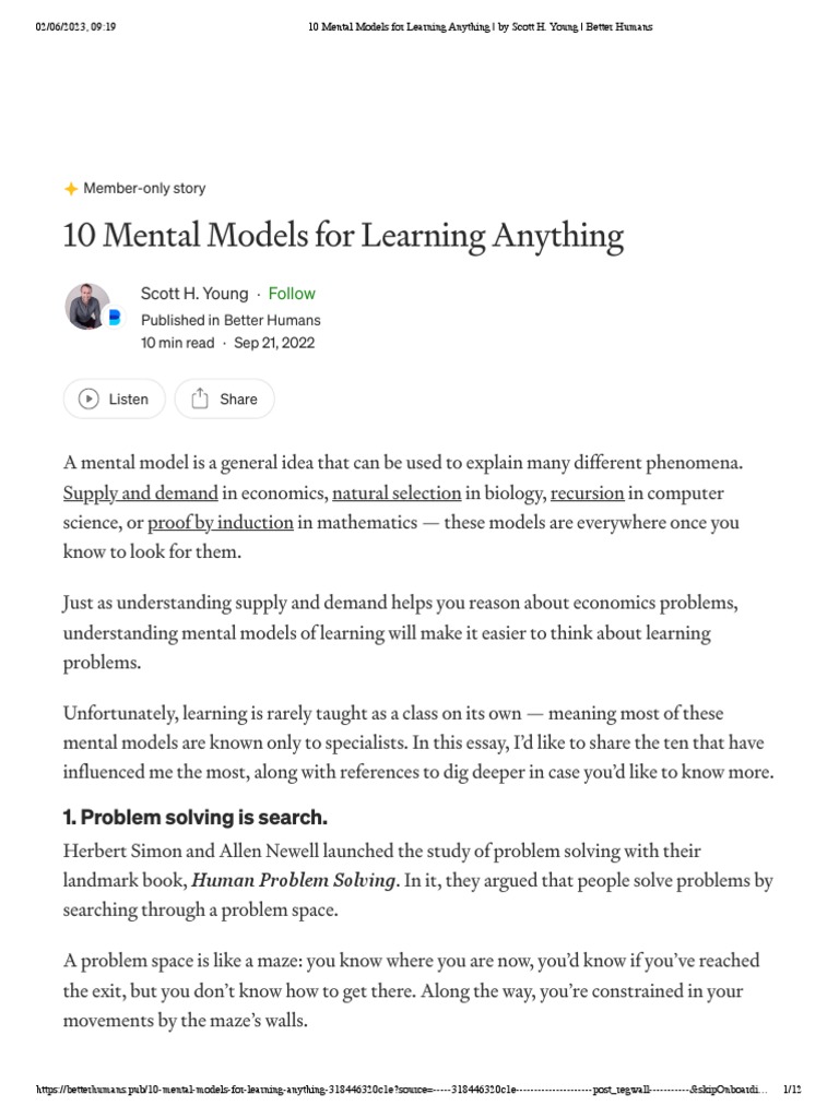 10 Learning Mental Models by Scott Young | PDF | Mind | Reason