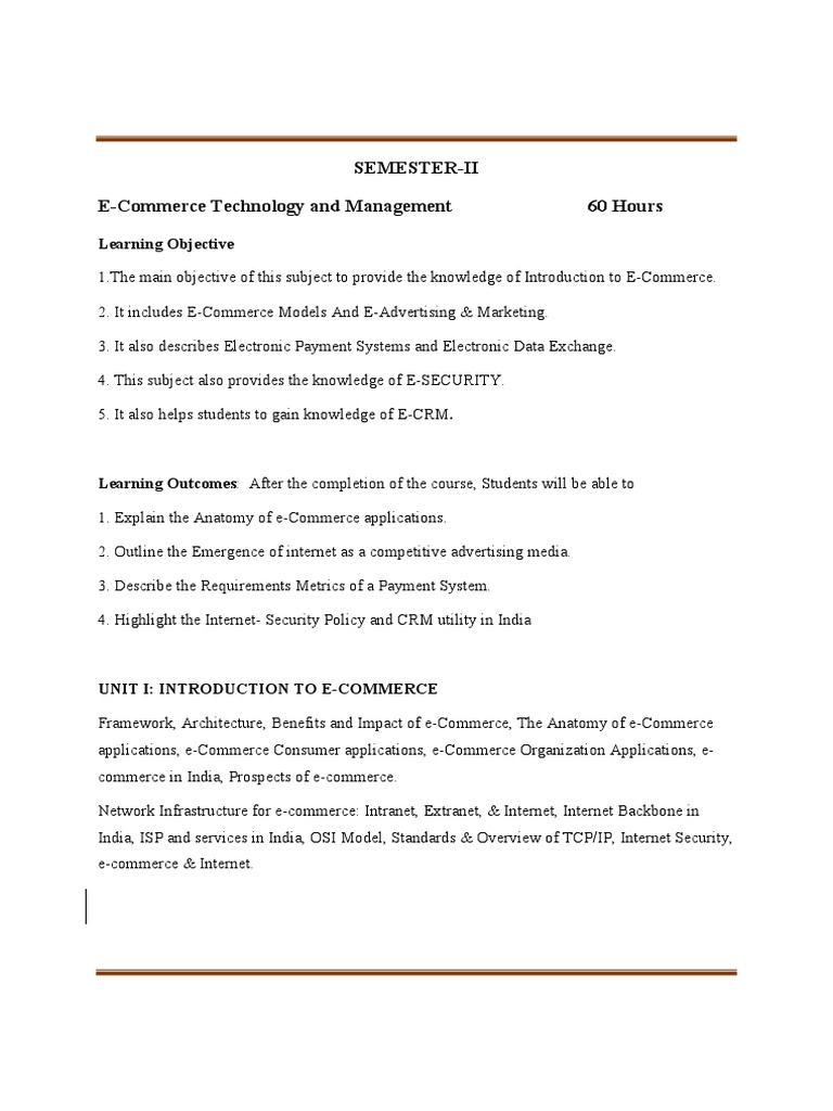 Syllabus | PDF | E Commerce | Internet