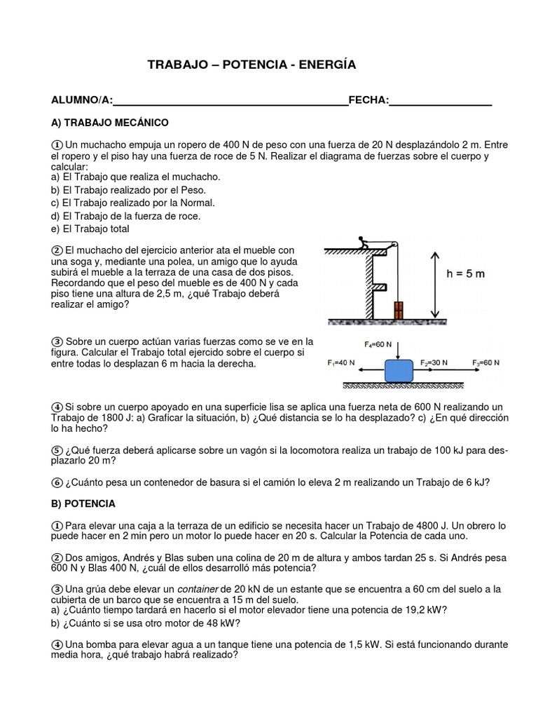 Trabajo, Potencia y Energía en Física | PDF | Ciencia y matemáticas ...