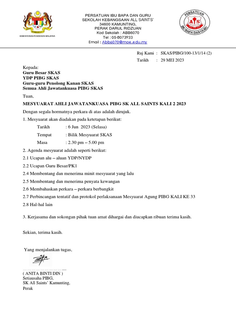 Notis Mesyuarat Ajk 2 2023 | PDF