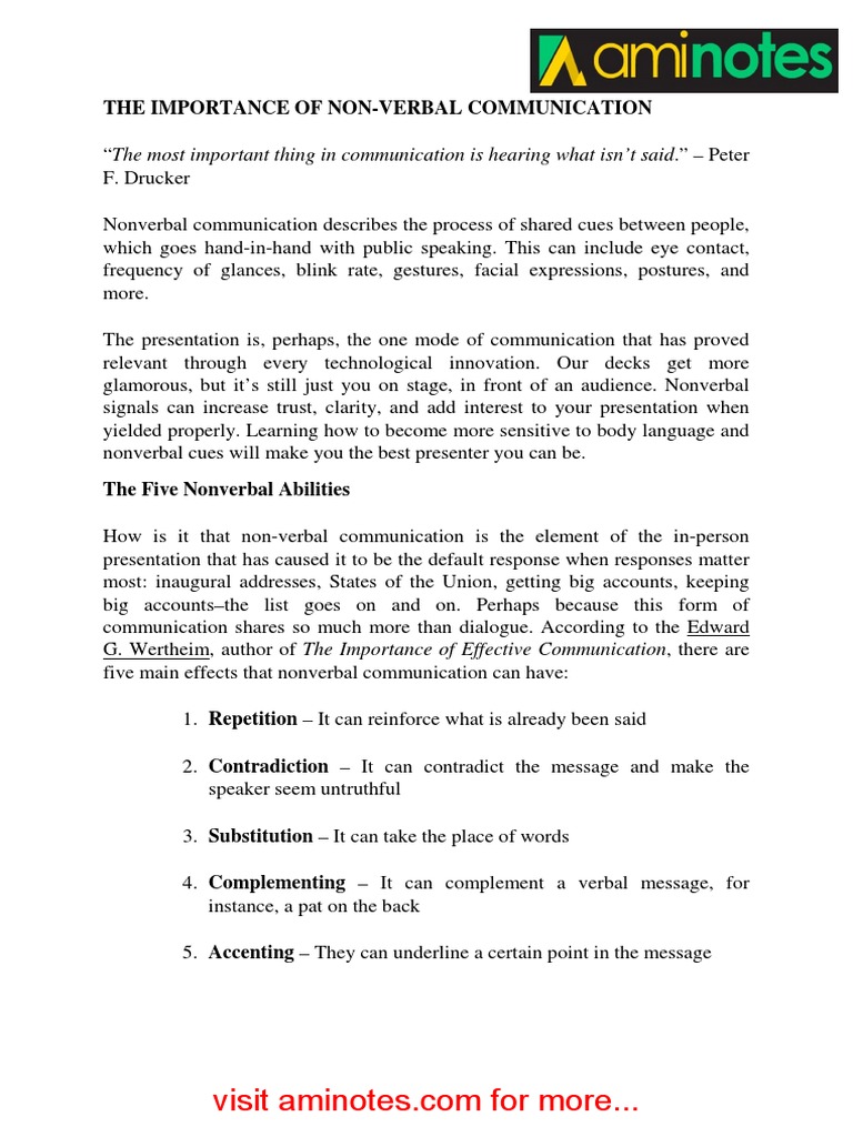 2 Significance of Non-Verbal Communication | Download Free PDF ...