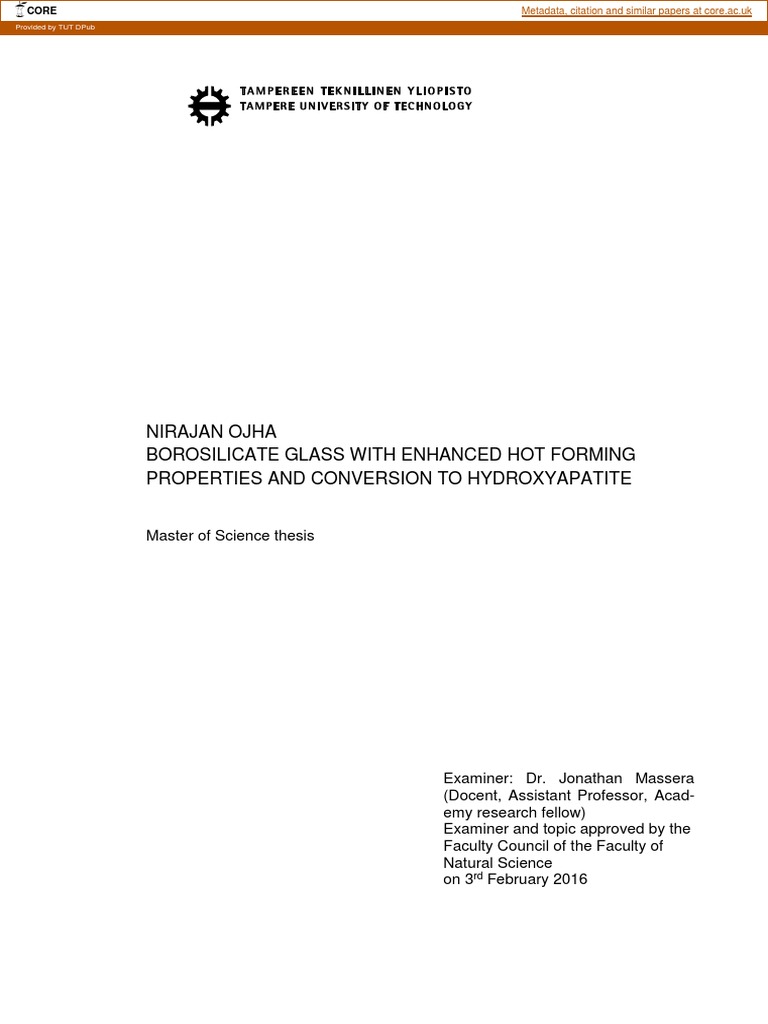 Nirajan Ojha Borosilicate Glass With Enhanced Hot Forming Properties and Conversion To ...