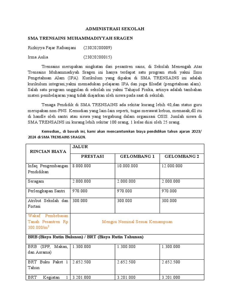 Laporan KKL (Administrasi Sekolah) | PDF