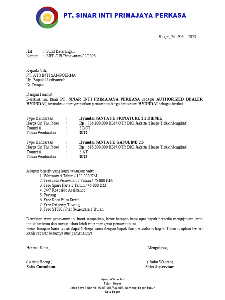 Penawaran PT ATS Inti SAmpoerna | PDF