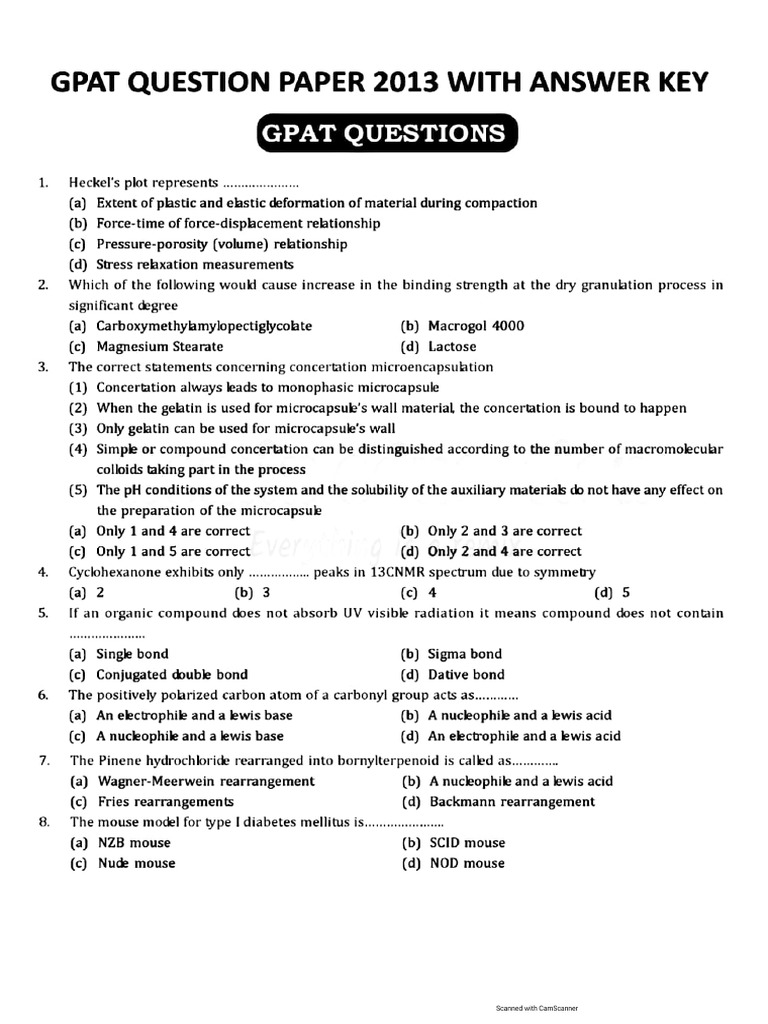 Gpat Question Paper 2013 | PDF