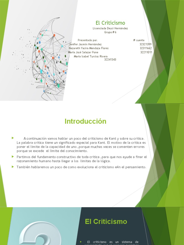 Precentacion Del Criticismo | PDF | Immanuel Kant | Conocimiento