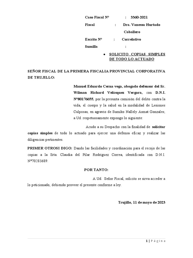 Solicito Copias Simples | PDF