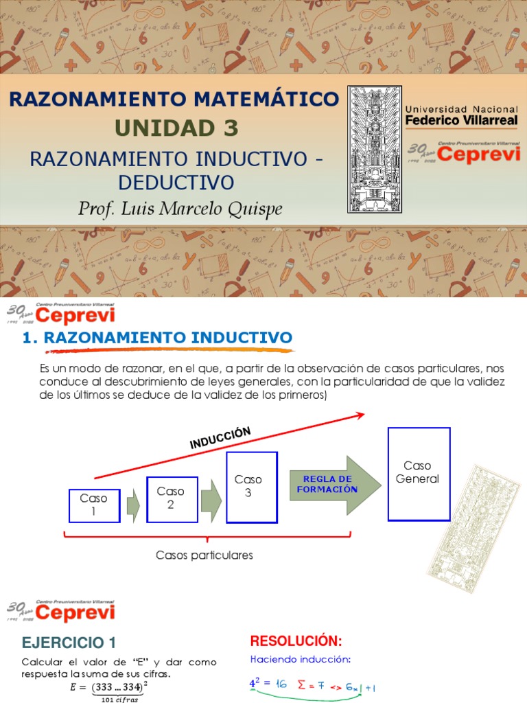 Unidad 3 - Ceprevi Virtual - Razonamiento Inductivo - Deductivo | PDF | Razonamiento inductivo ...