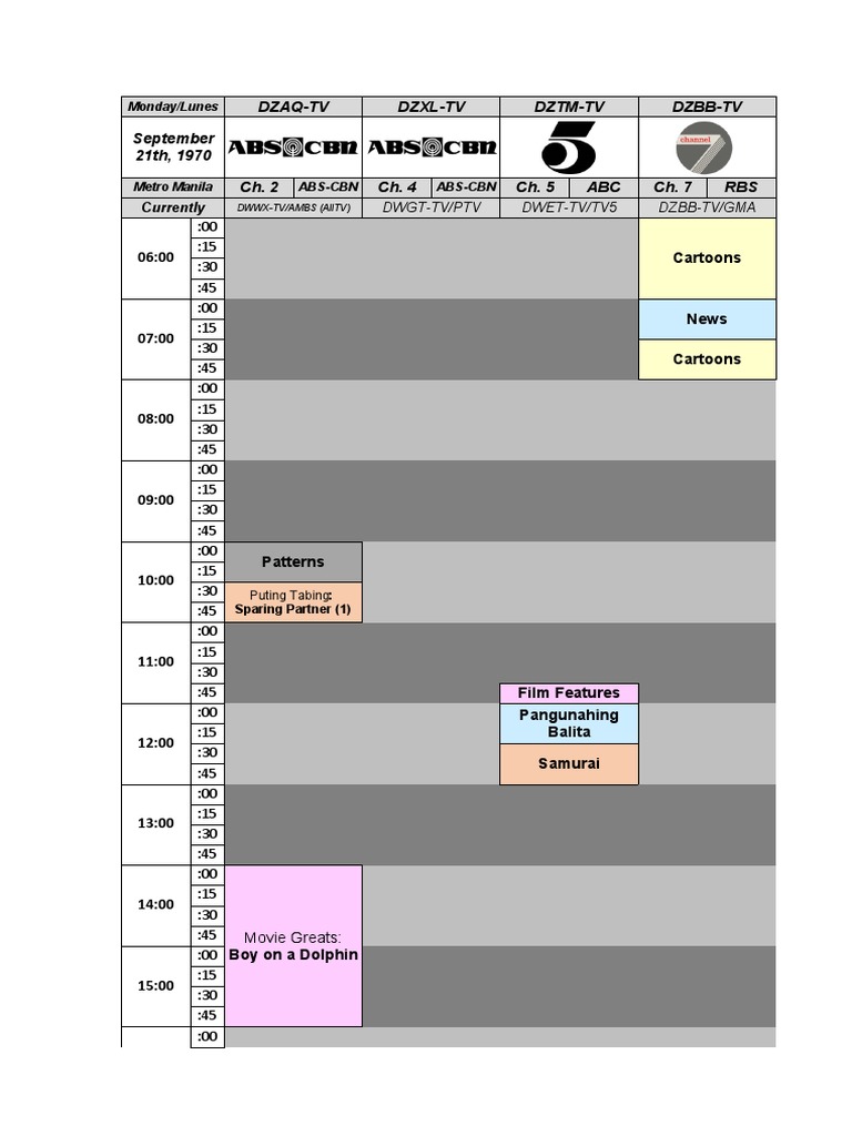 Dzaq-Tv DZXL-TV DZTM-TV DZBB-TV September 21th, 1970 | PDF